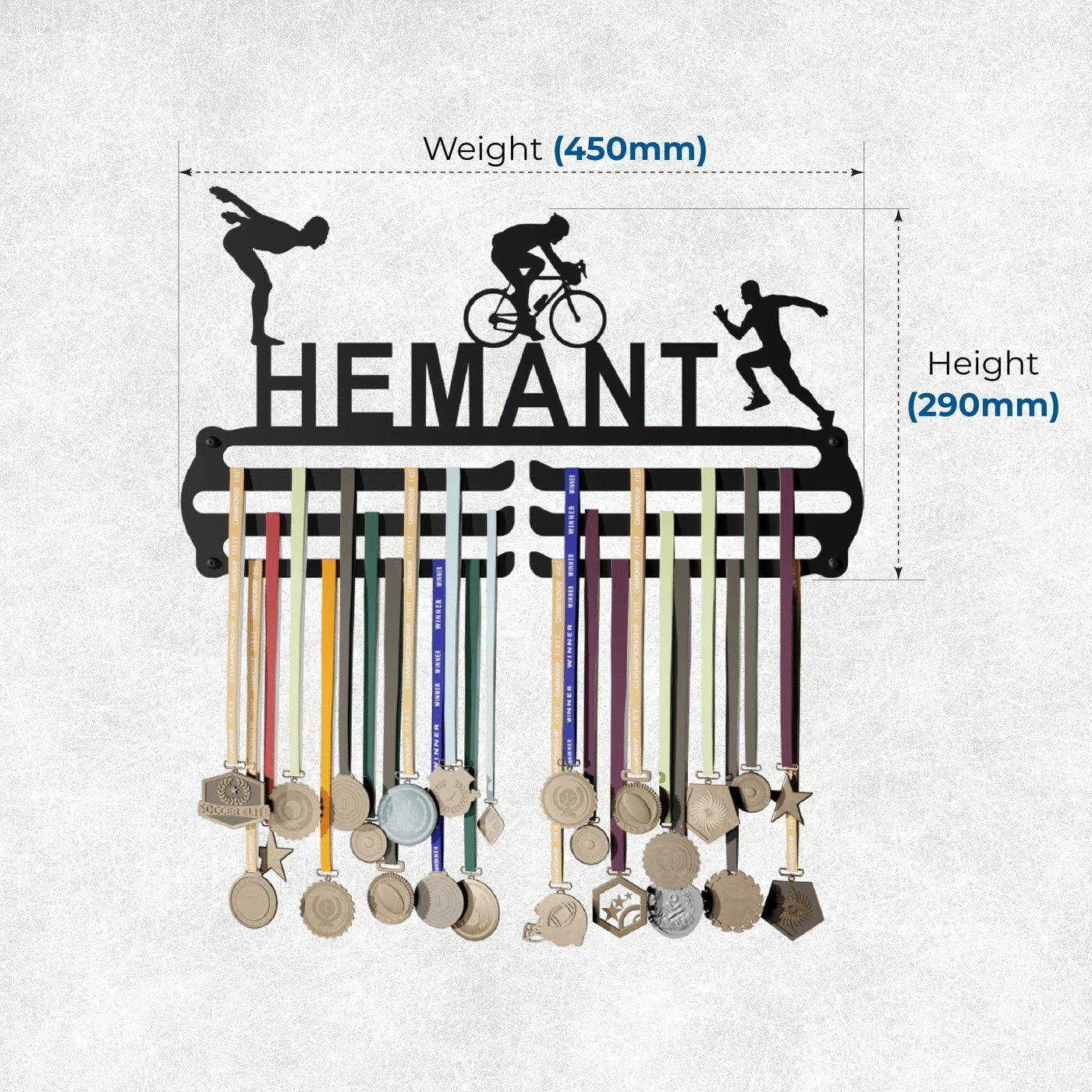 Personalised Medal Display Hanger for Athletes | 45 Medals