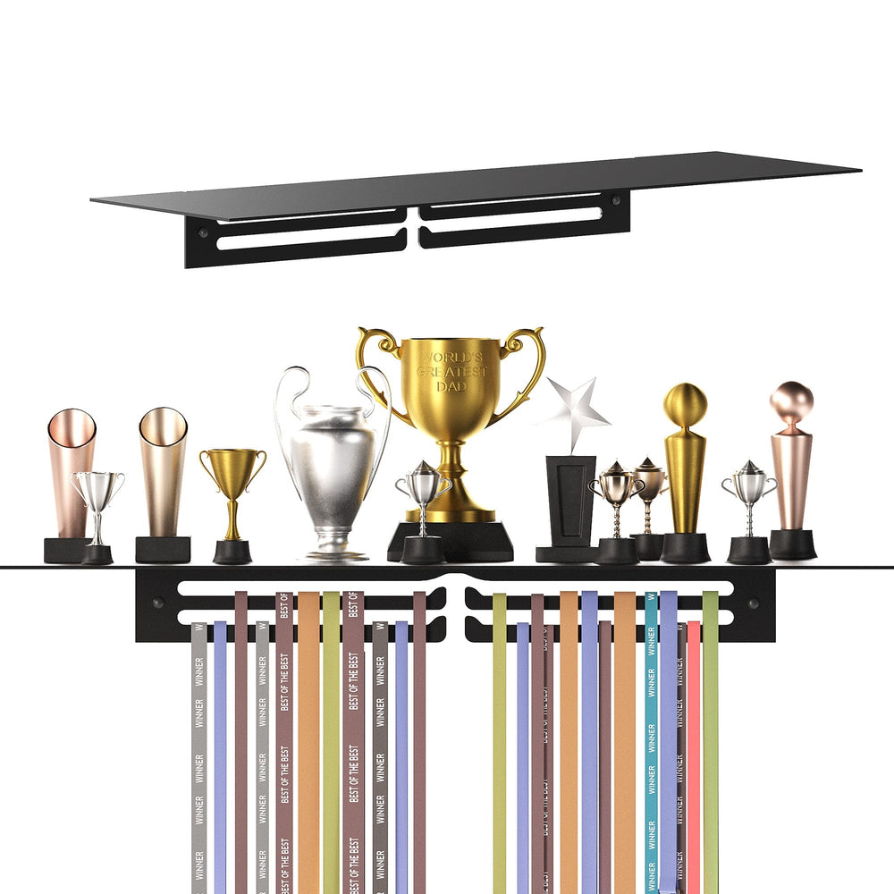 Large Metal Trophy Stand with Medal Holder for Wall - Holds Up to 8 Tr